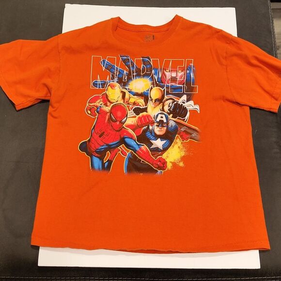 Marvel | Shirts | Marvel Avengers Xmen Mens Orange Graphic Short Sleeve ...